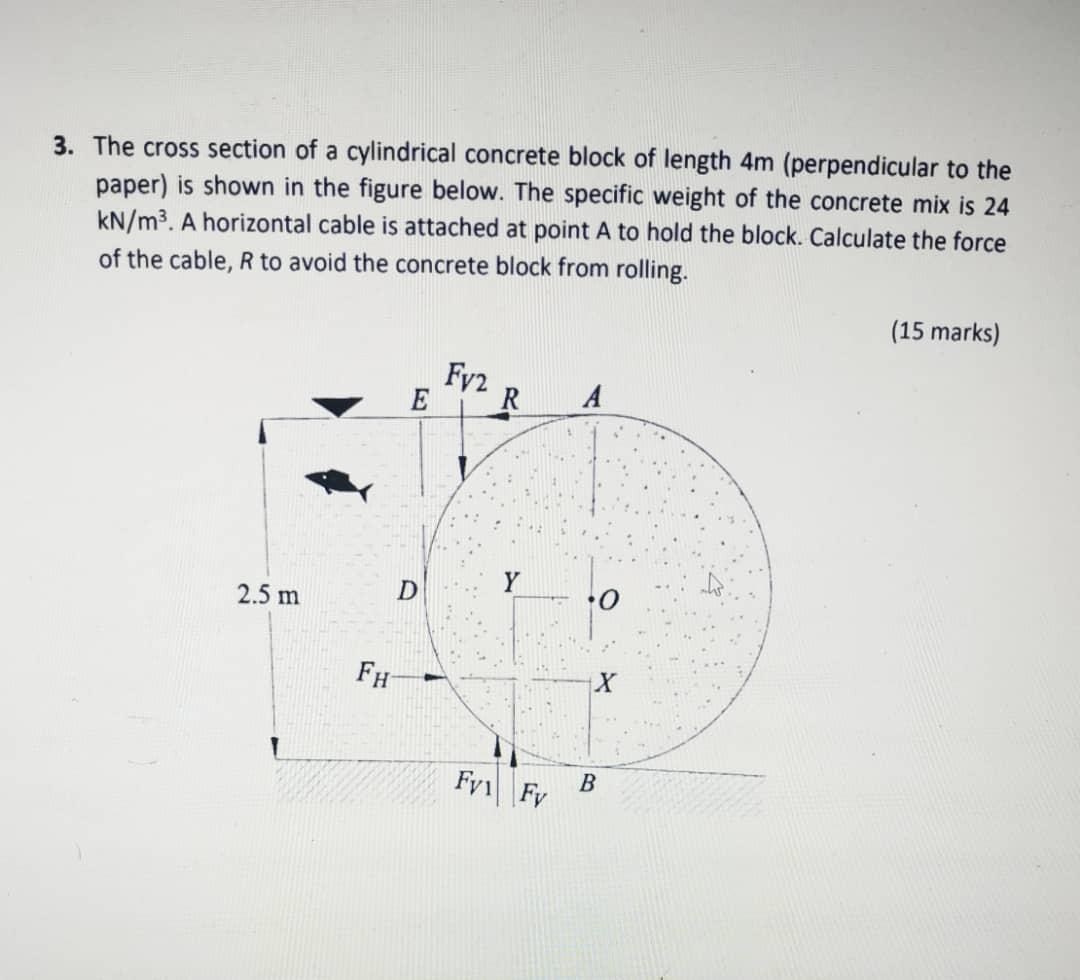 Solved 3. The cross section of a cylindrical concrete block | Chegg.com