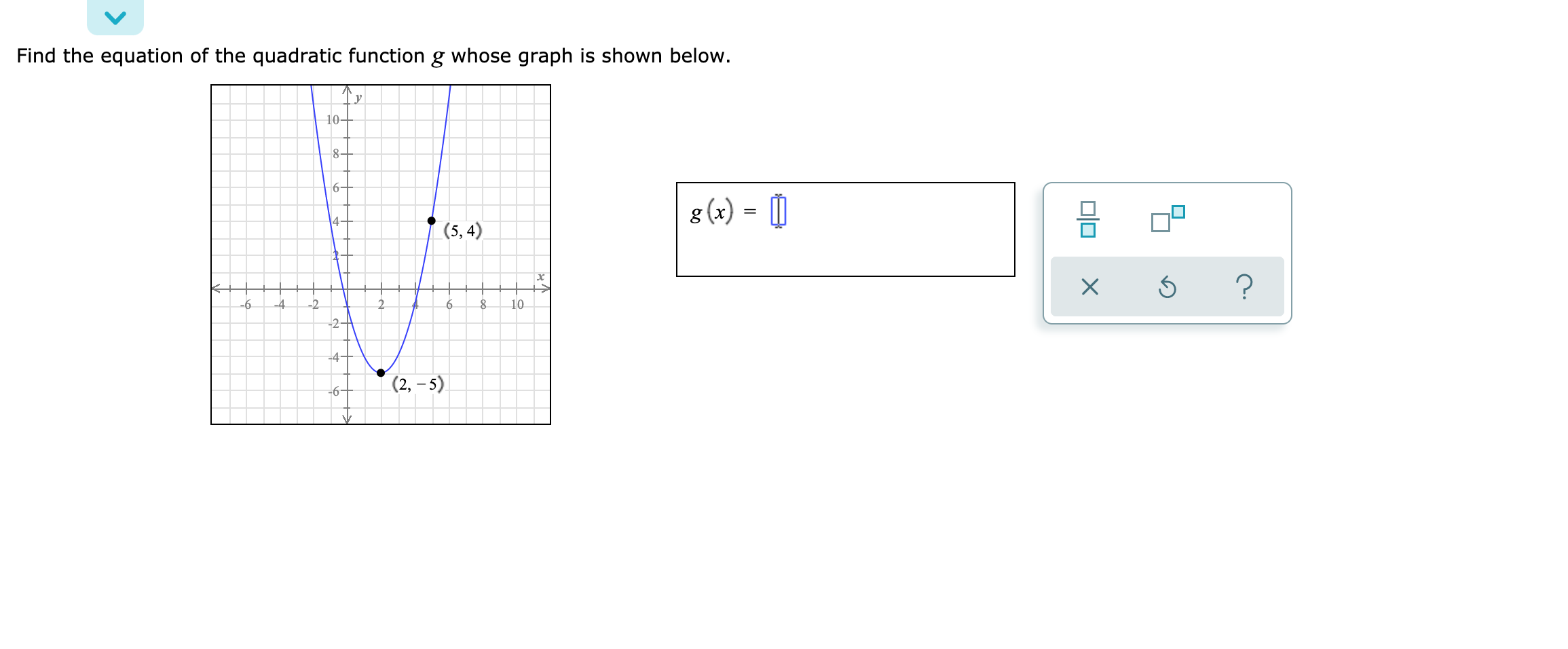 Solved Find The Equation Of The Quadratic Function G Whose 6740