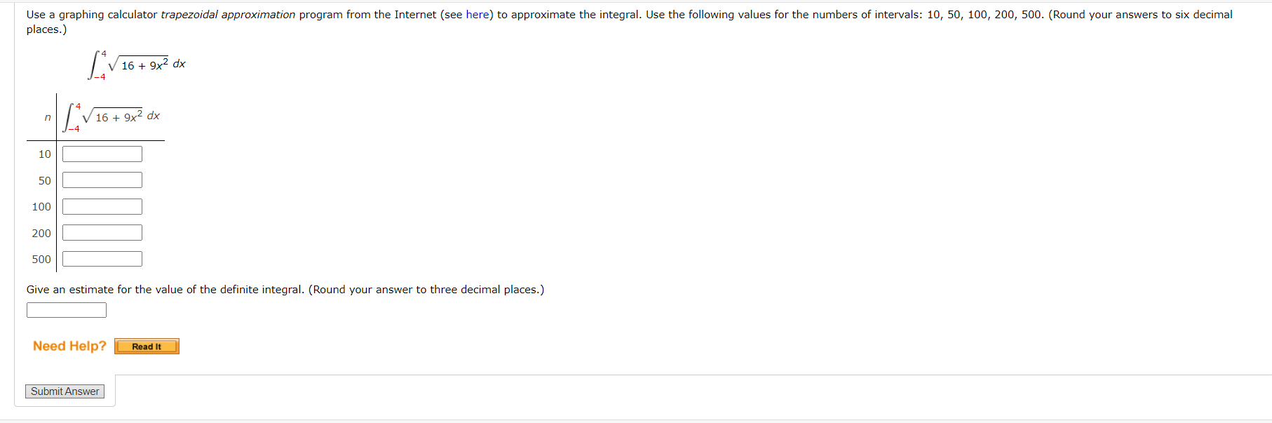 Solved Use a graphing calculator trapezoidal approximation | Chegg.com