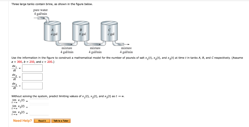 Solved Three large tanks contain brine, as shown in the | Chegg.com