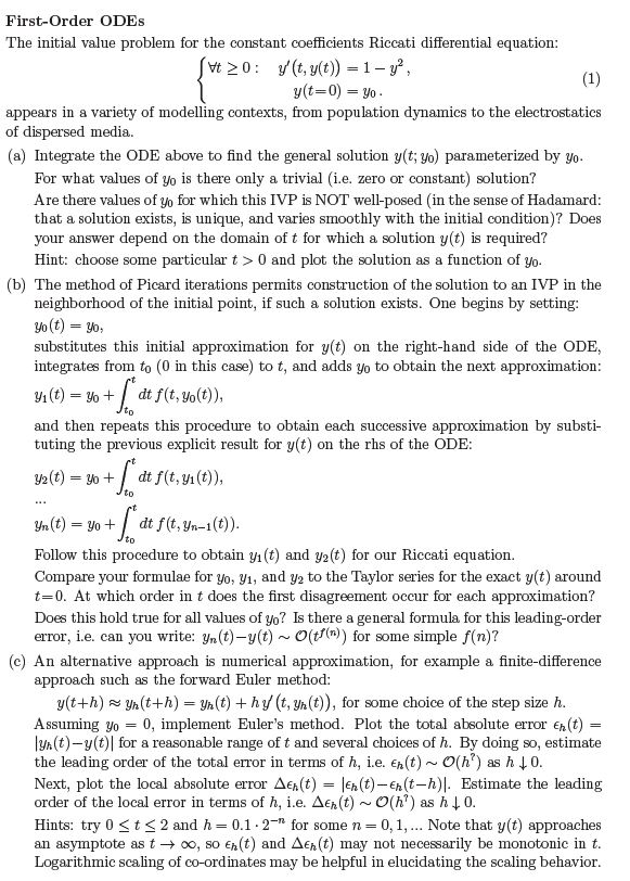 wto) First-Order ODES The initial value problem for | Chegg.com