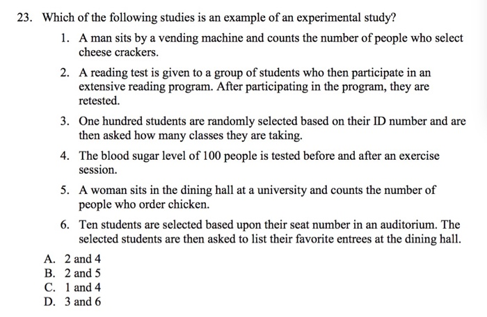 Solved 23. Which of the following studies is an example of | Chegg.com