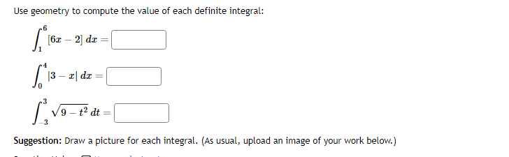 Solved Use geometry to compute the value of each definite | Chegg.com