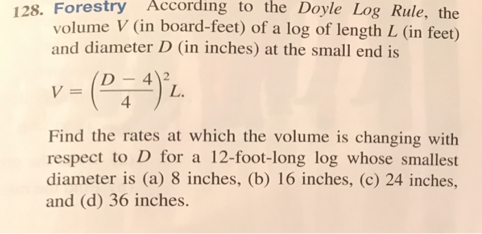 Solved 128. Forestry According to the Doyle Log Rule, the | Chegg.com