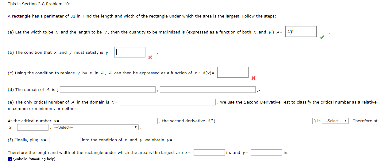 Solved This is Section 3.8 Problem 10: A rectangle has a | Chegg.com