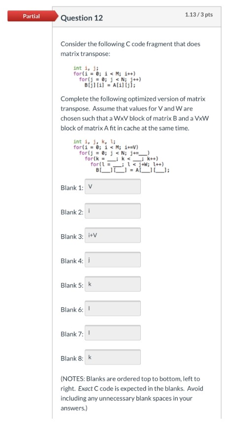 Solved Partial Question 12 1133 Pts Consider The Following 8777
