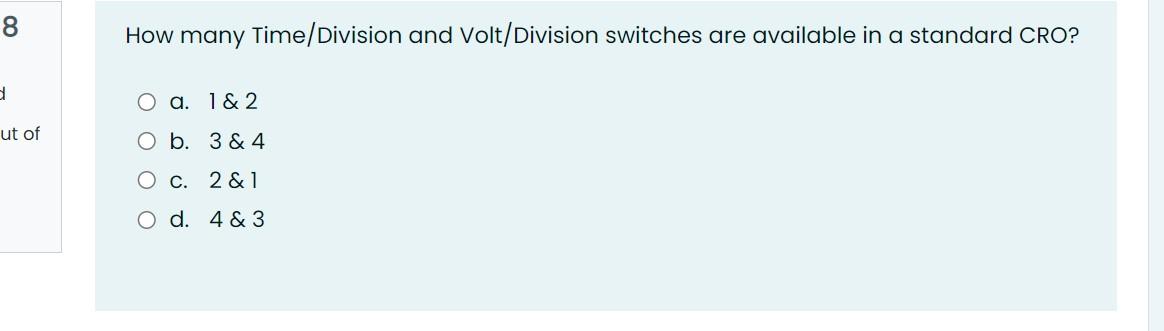 Solved 8 8 How many Time/Division and Volt/Division switches | Chegg.com
