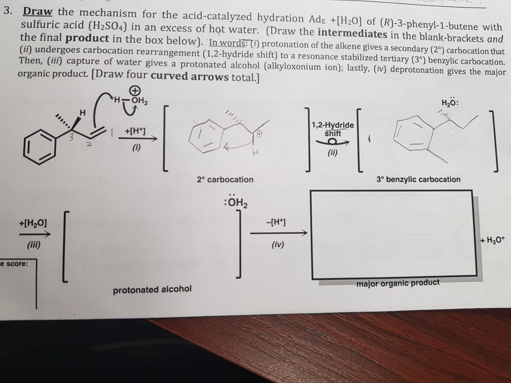 Solved 3. Draw the mechanism for the acid-catalyzed | Chegg.com