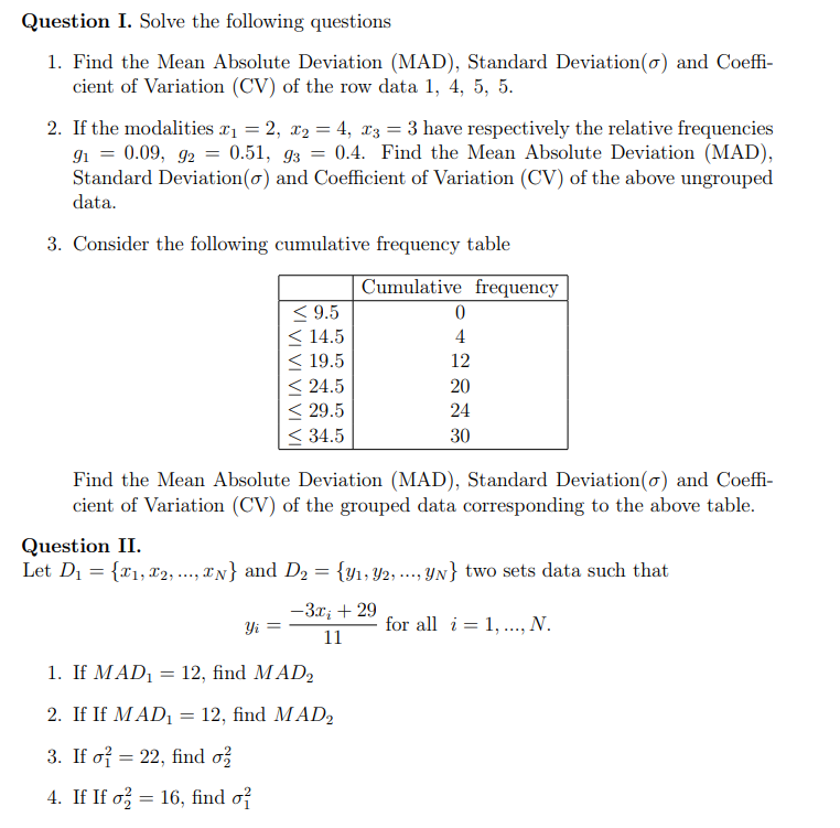 Solved Question I. Solve the following questions 1. Find the | Chegg.com