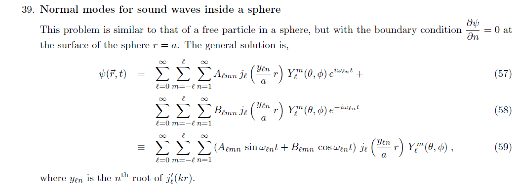 Solved 39. Normal modes for sound waves inside a sphere au | Chegg.com