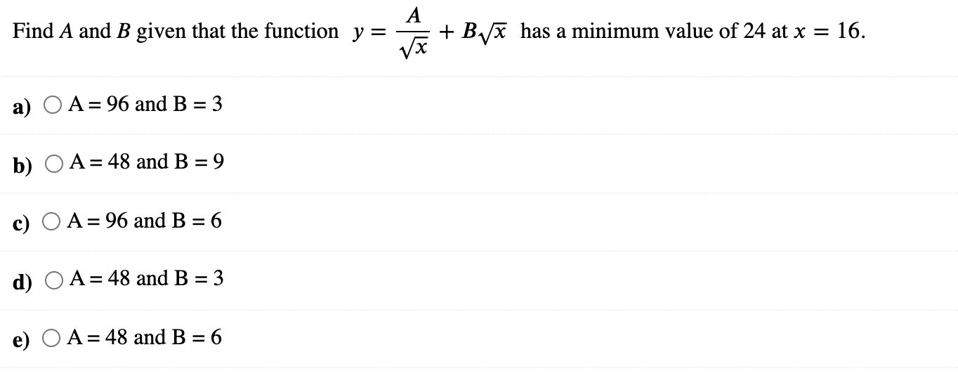 Solved A Find A and B given that the function y = + Byx has | Chegg.com
