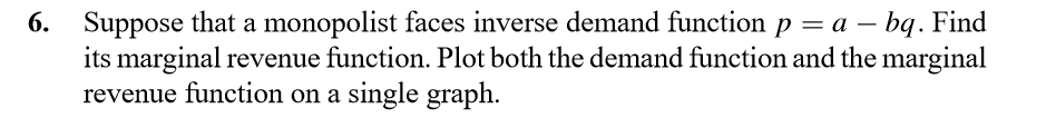 Solved 6. Suppose that a monopolist faces inverse demand | Chegg.com