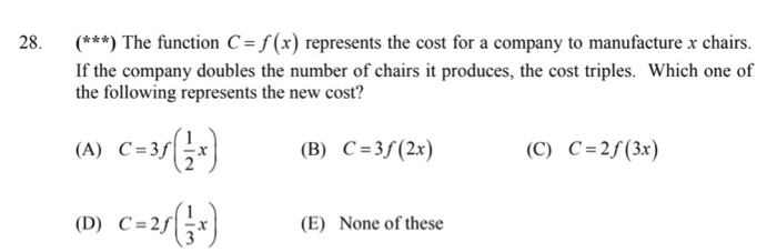 Solved 28. ( ) The function C=f(x) represents the cost for a | Chegg.com