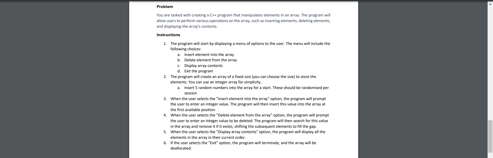 Solved Example of input/output Welcome to the Array | Chegg.com