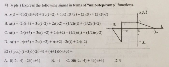 Solved #1 (4 pts.) Express the following signal in terms of | Chegg.com