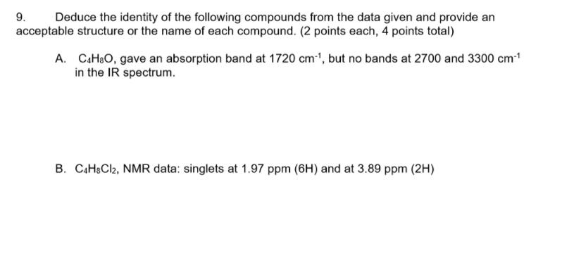 Solved Deduce the identity of the following compounds from | Chegg.com