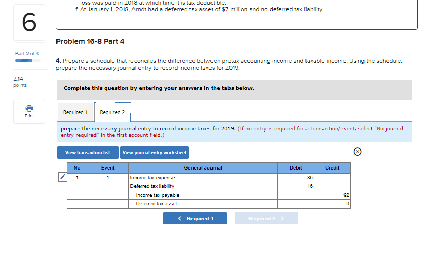 Solved 6 Required Information Problem 16-8 Multiple | Chegg.com