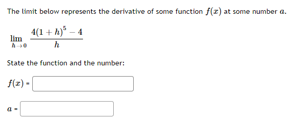 Solved The limit below represents the derivative of some | Chegg.com