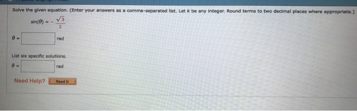 Solved Solve the given equation. (Enter your answers as a | Chegg.com Solved Solve the given equation. (Enter your answers as a | Chegg.com