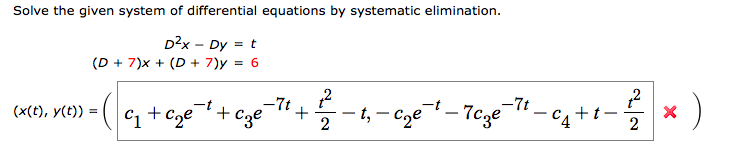 Solved Solve the given system of differential equations by | Chegg.com