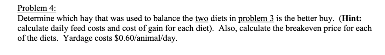 Solved Problem 3 (Part 1): Formulate the first of two diets | Chegg.com
