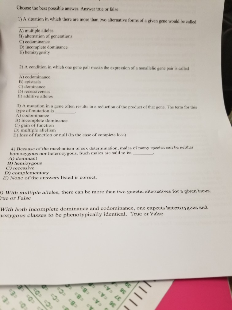 Solved Choose the best possible answer. Answer true or false | Chegg.com