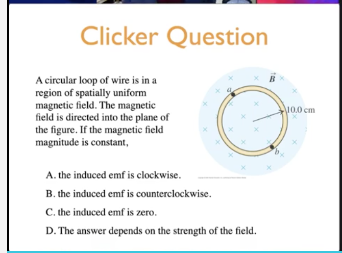 Solved Clicker Question x В x A circular loop of wire is in | Chegg.com
