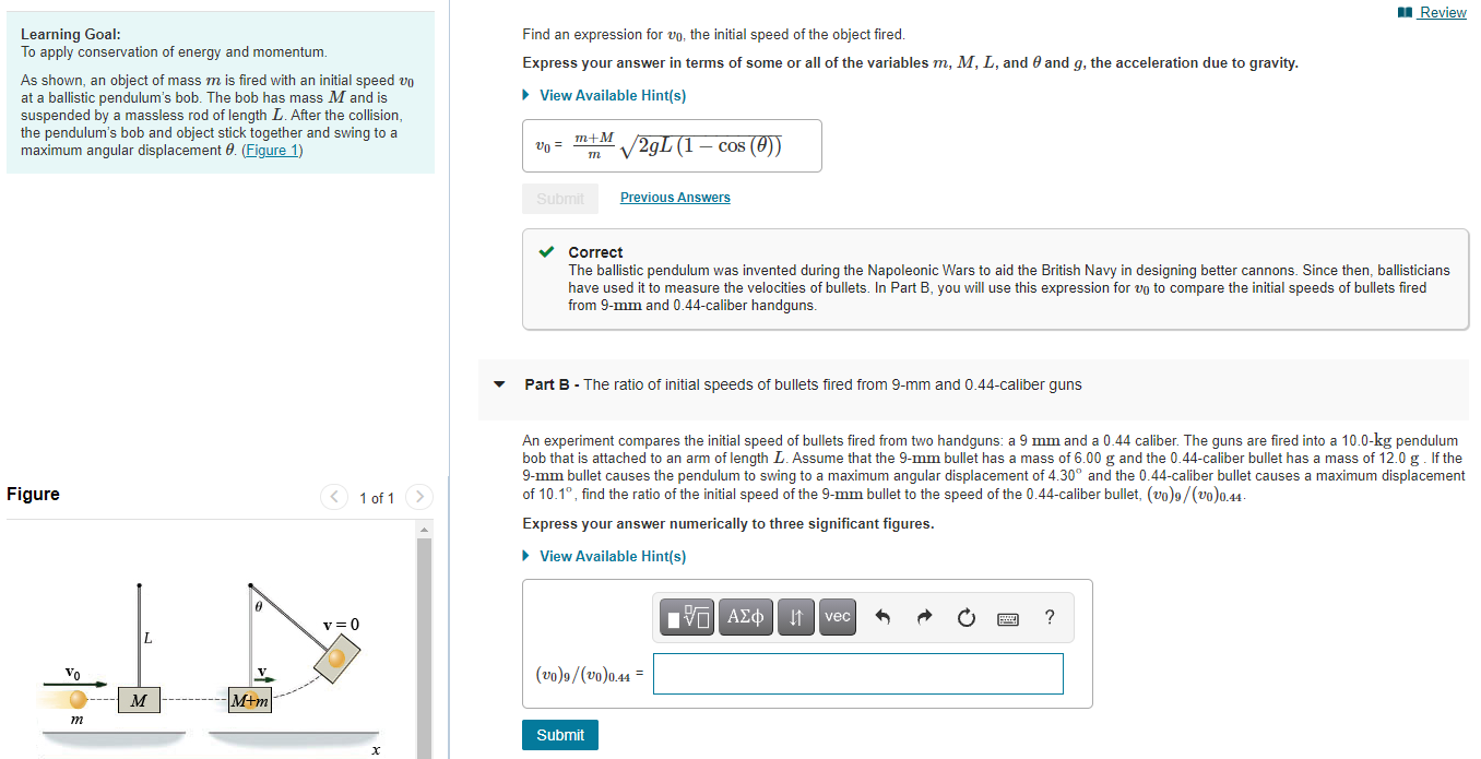 Solved Review Learning Goal: To apply conservation of energy | Chegg.com
