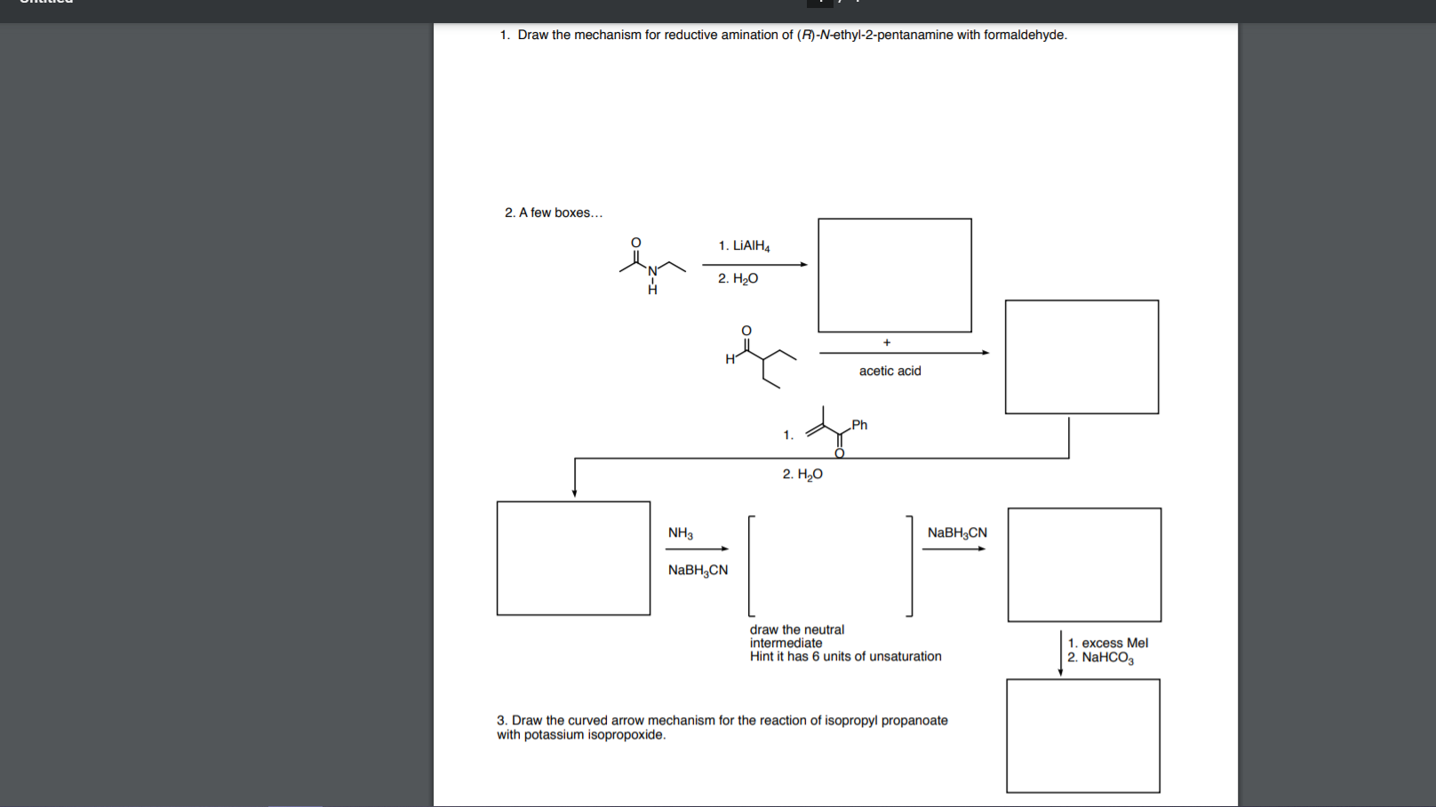 Solved 1. Draw the mechanism for reductive amination of | Chegg.com