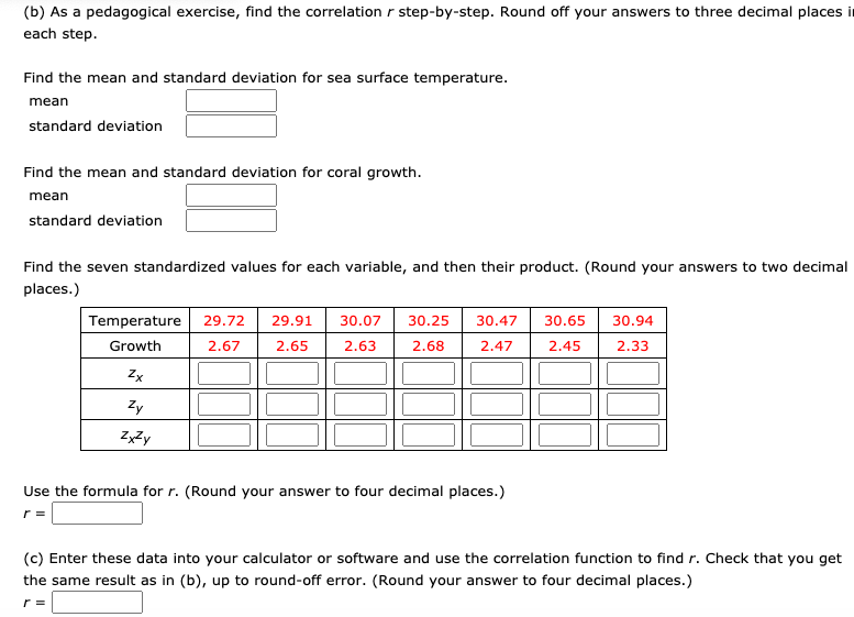 Solved (b) As a pedagogical exercise, find the correlation r | Chegg.com