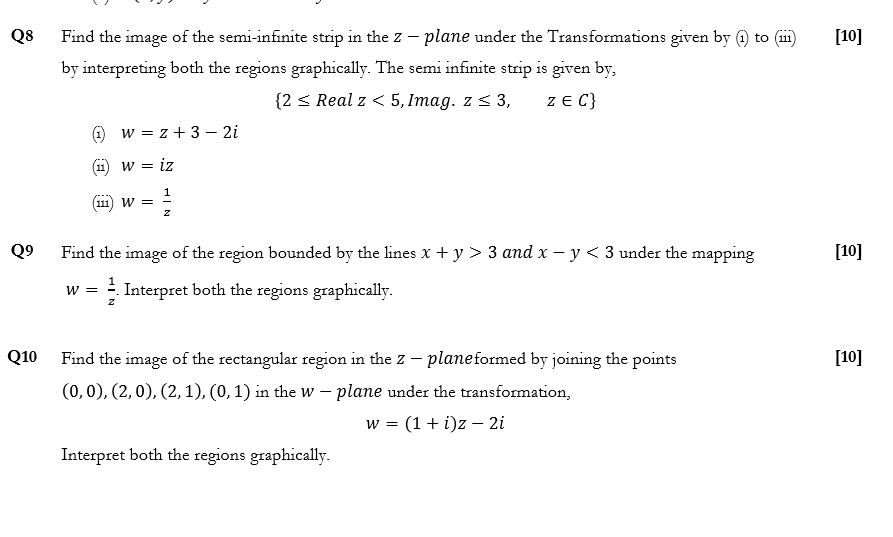 Solved Q8 to 111 [10] Find the image of the semi-infinite | Chegg.com