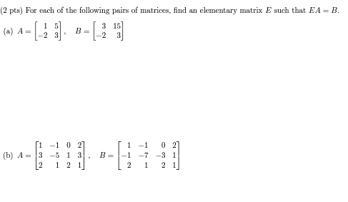 Solved (2 ﻿pts) ﻿For each of the following pairs of | Chegg.com