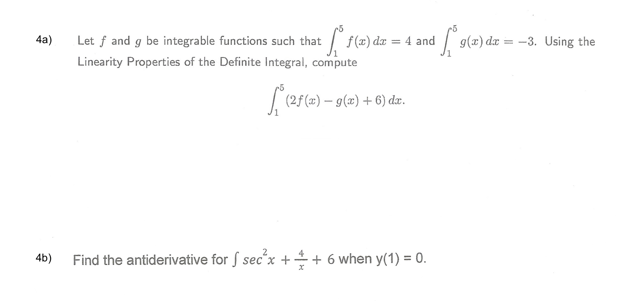 Solved 4a) Let f and g be integrable functions such that | Chegg.com