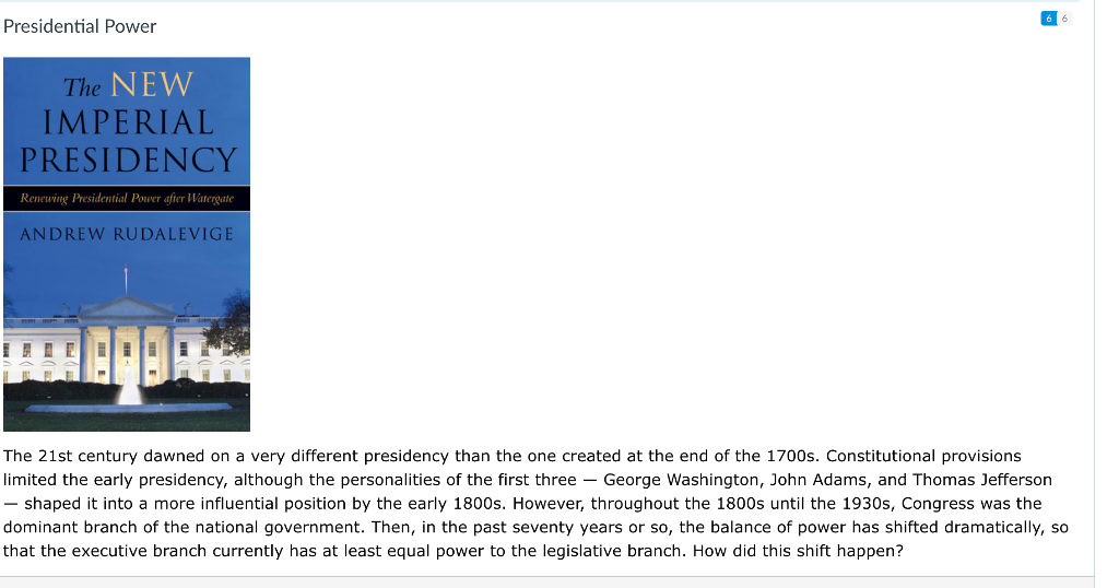Presidential Power The NEW IMPERIAL PRESIDENCY | Chegg.com