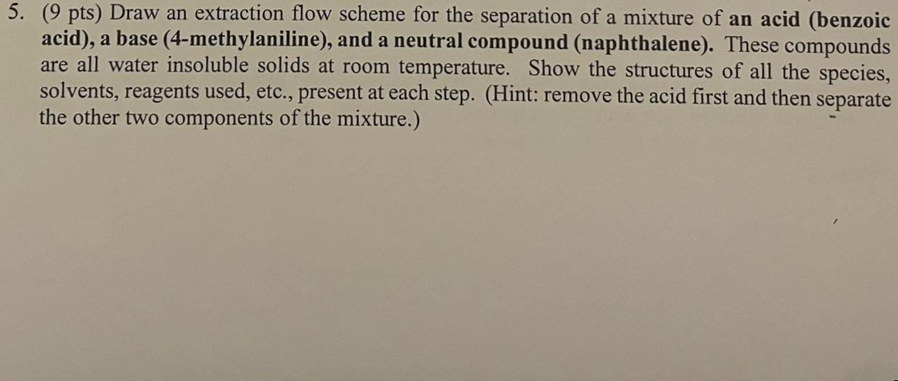 Solved (9 pts) Draw an extraction flow scheme for the | Chegg.com