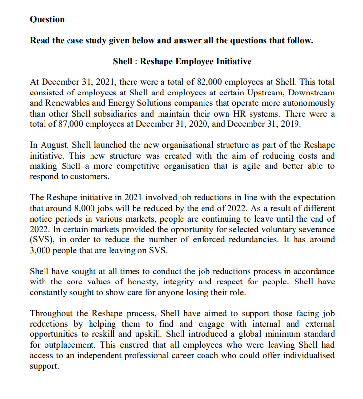 Solved Question Read the case study given below and answer | Chegg.com