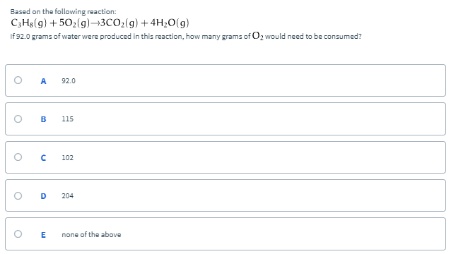 Solved Based on the following reaction: C3H3(g) +502(g) | Chegg.com