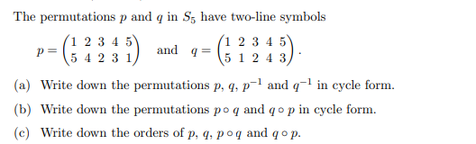 Solved PE and 9= The permutations p and q in S. have | Chegg.com