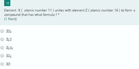 Solved 10 Element X( atomic number 11 ) unites with element | Chegg.com