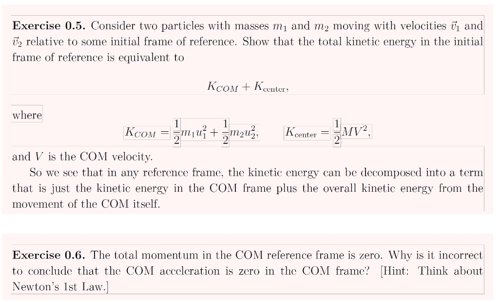 Solved Exercise 0.5. Consider two particles with masses m1 | Chegg.com
