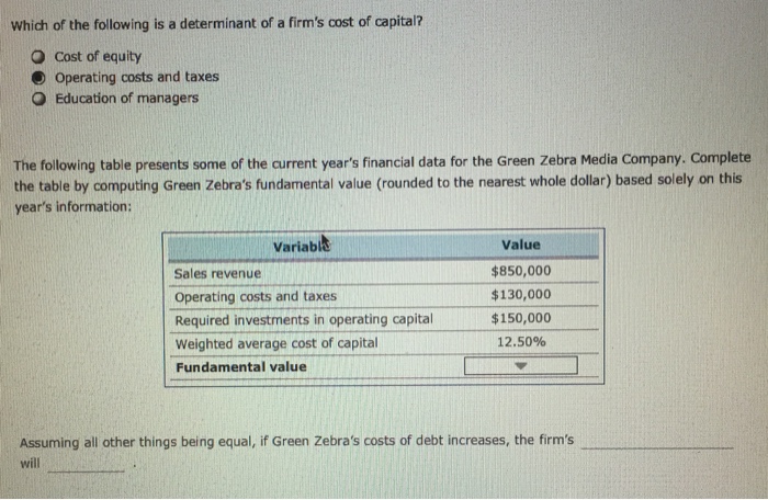 Solved the following table presents some of the current | Chegg.com