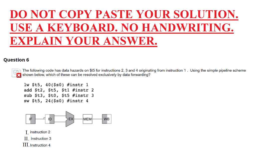 Solved DO NOT COPY PASTE YOUR SOLUTION. USE A KEYBOARD. NO | Chegg.com