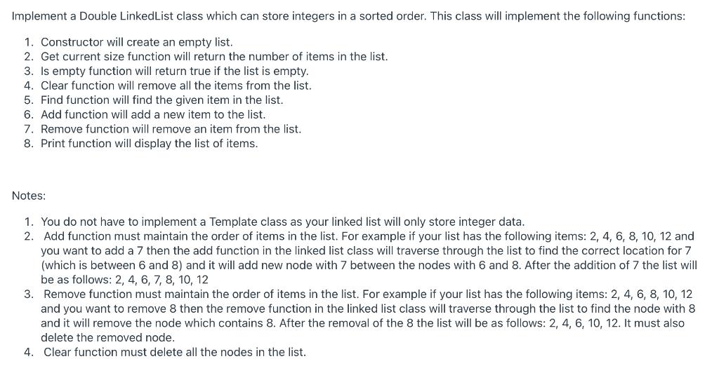 Solved Implement a Double LinkedList class which can store | Chegg.com Solved Implement a Double LinkedList class which can store | Chegg.com