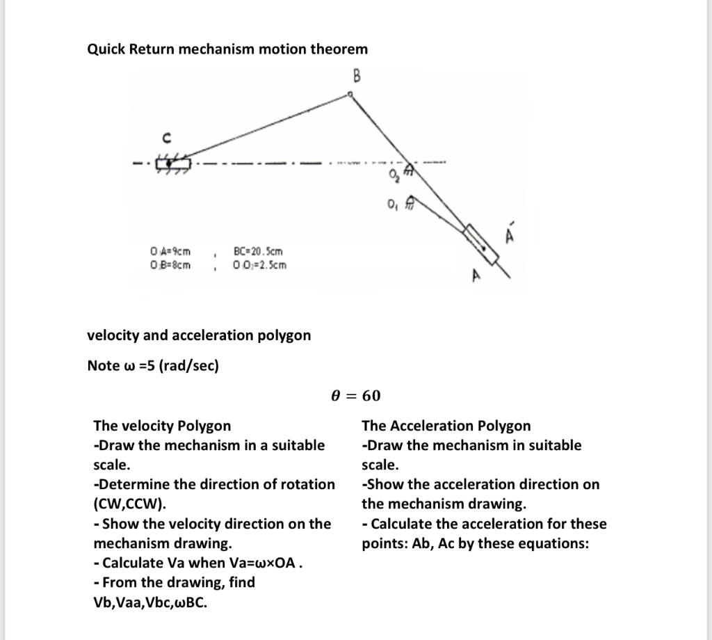 Quick Return mechanism motion theorem B с Од= cm O | Chegg.com