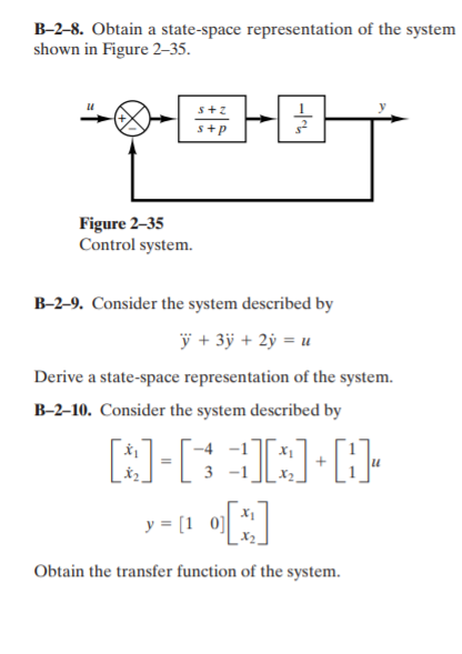 Solved B 2 8 Obtain A State Space Representation Of The