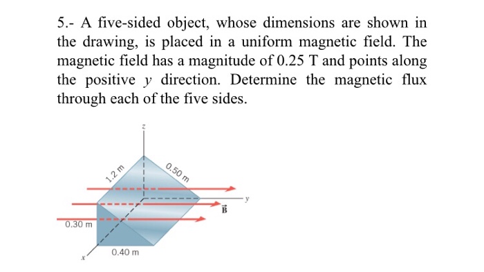 Solved 5.- A five-sided object, whose dimensions are shown | Chegg.com