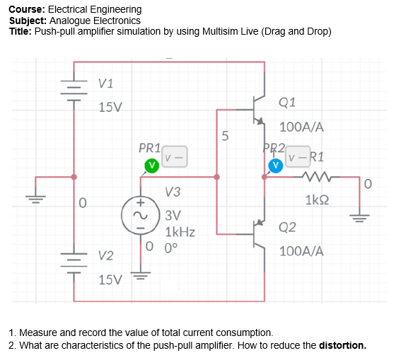 Course: Electrical Engineering Subject: Analogue | Chegg.com