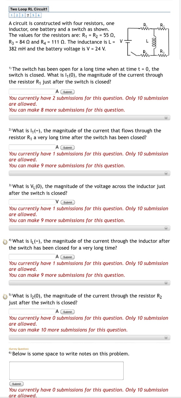 Solved Two Loop RL Circuit A circuit is constructed with | Chegg.com