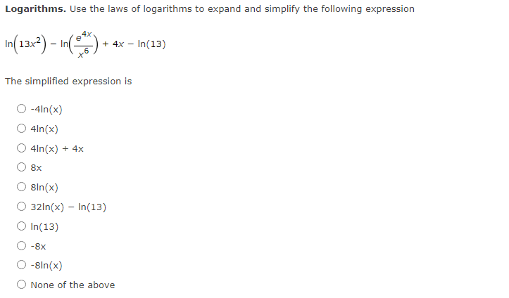 Solved Logarithms. Use the laws of logarithms to expand and | Chegg.com