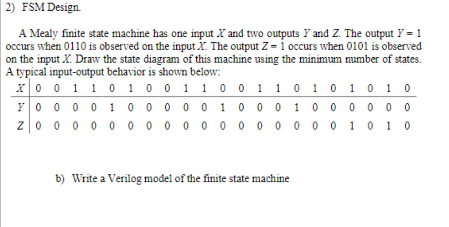 Solved A Mealy finite state machine has one input X and two | Chegg.com